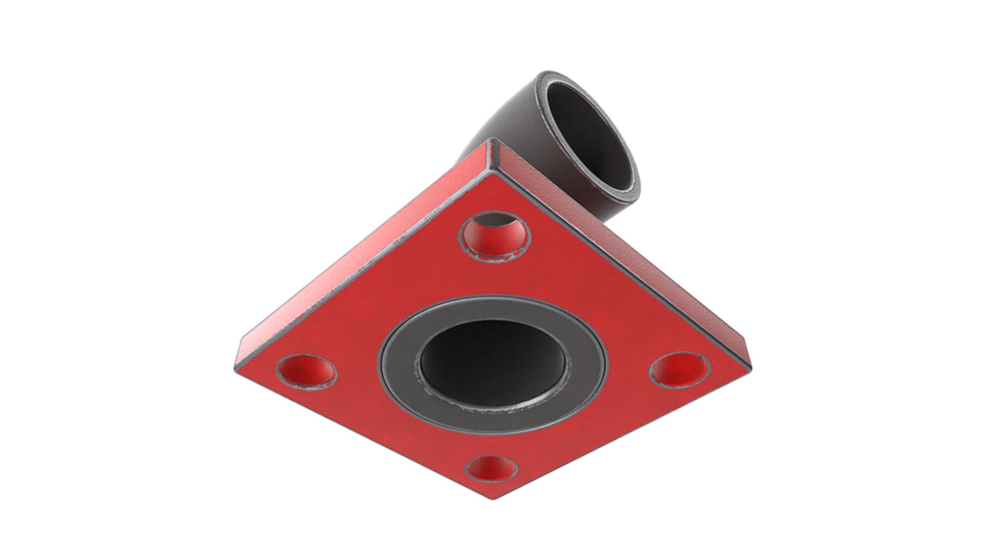 3D Model Square Flange Steel Painted Red PBR - TurboSquid 2299879