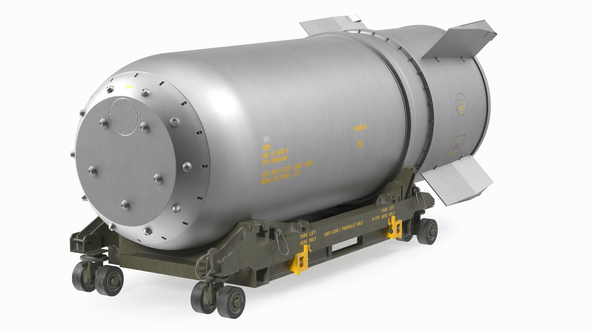 3D Steel B41 Nuclear Bomb With Airplane Trolley - TurboSquid 2241945