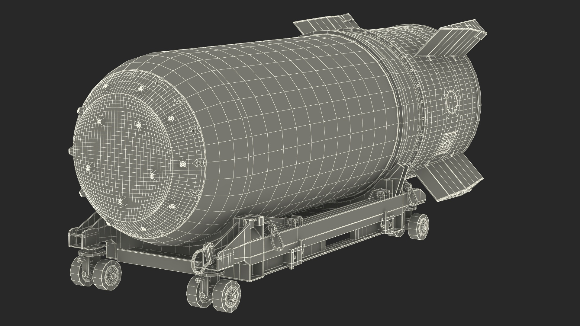 3D Steel B41 Nuclear Bomb With Airplane Trolley - TurboSquid 2241945
