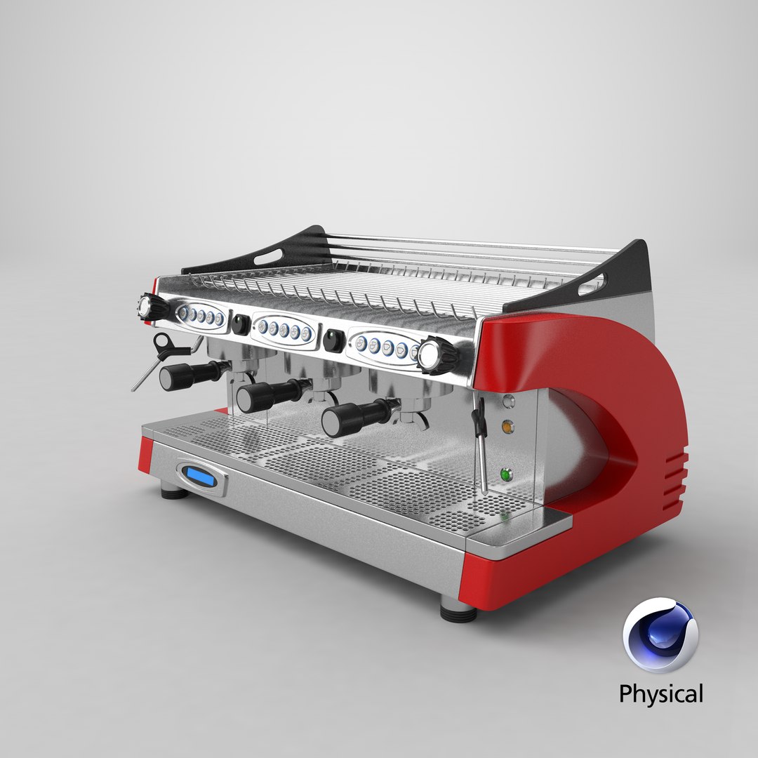 Detailed Red Commercial Espresso Maker 3D Model - TurboSquid 1989986