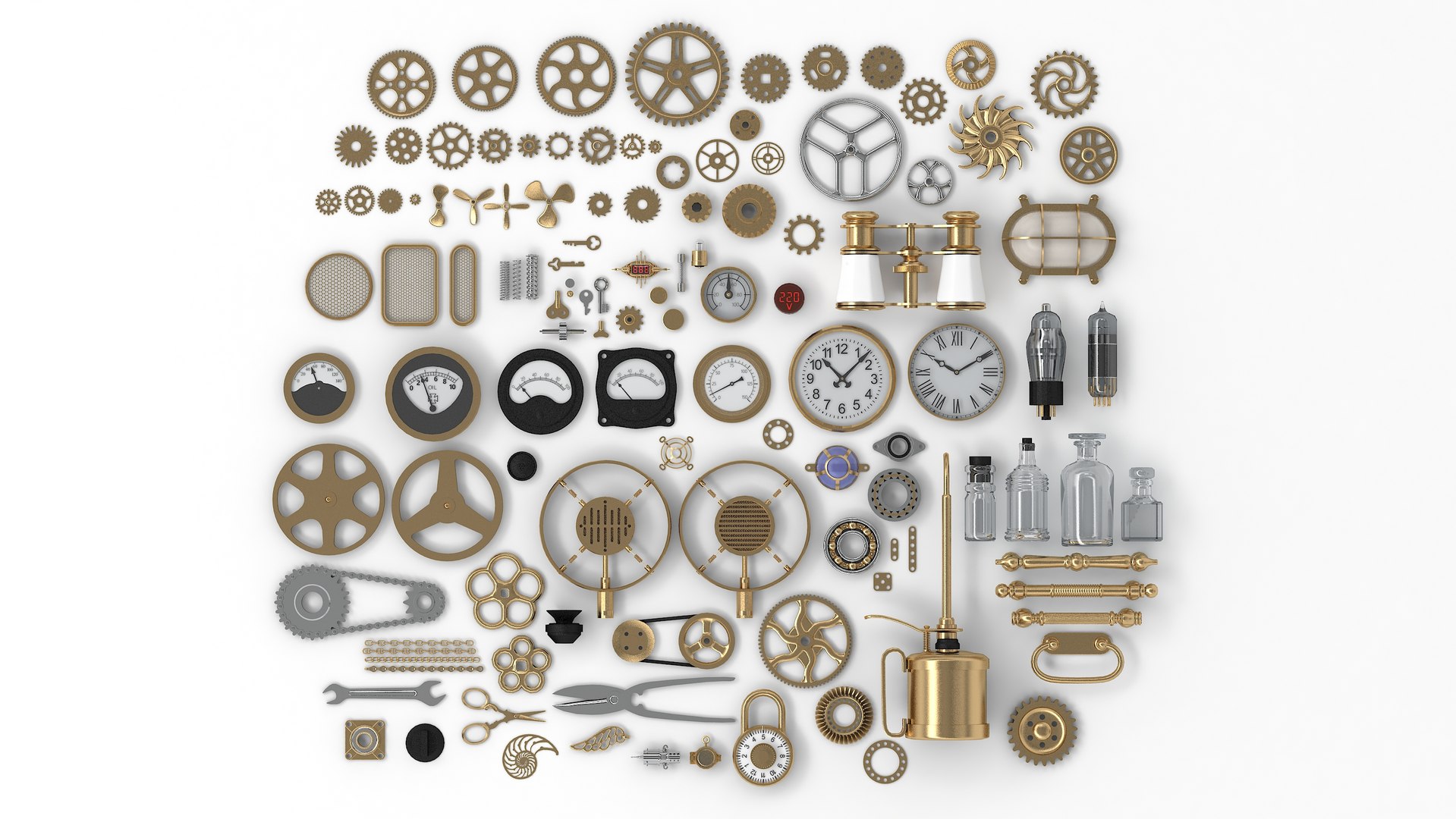 3D 120 Steampunk Parts - TurboSquid 1857782