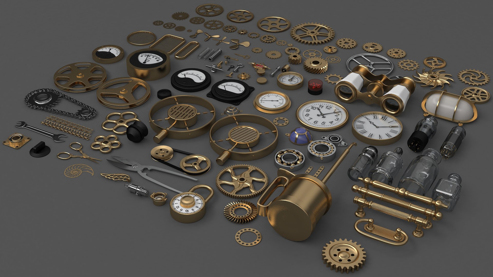 3D 120 Steampunk Parts - TurboSquid 1857782