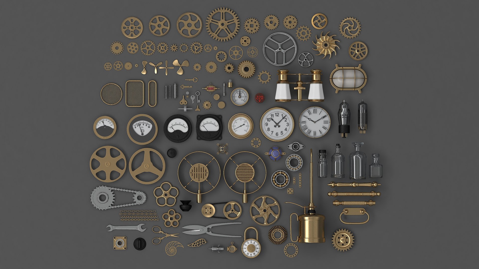 3D 120 Steampunk Parts - TurboSquid 1857782