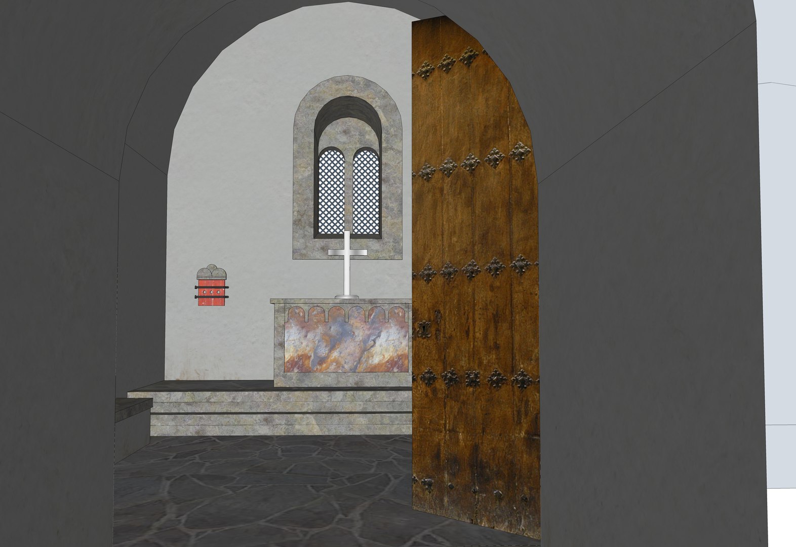 3d Model Gameready Medieval Castle Chapel