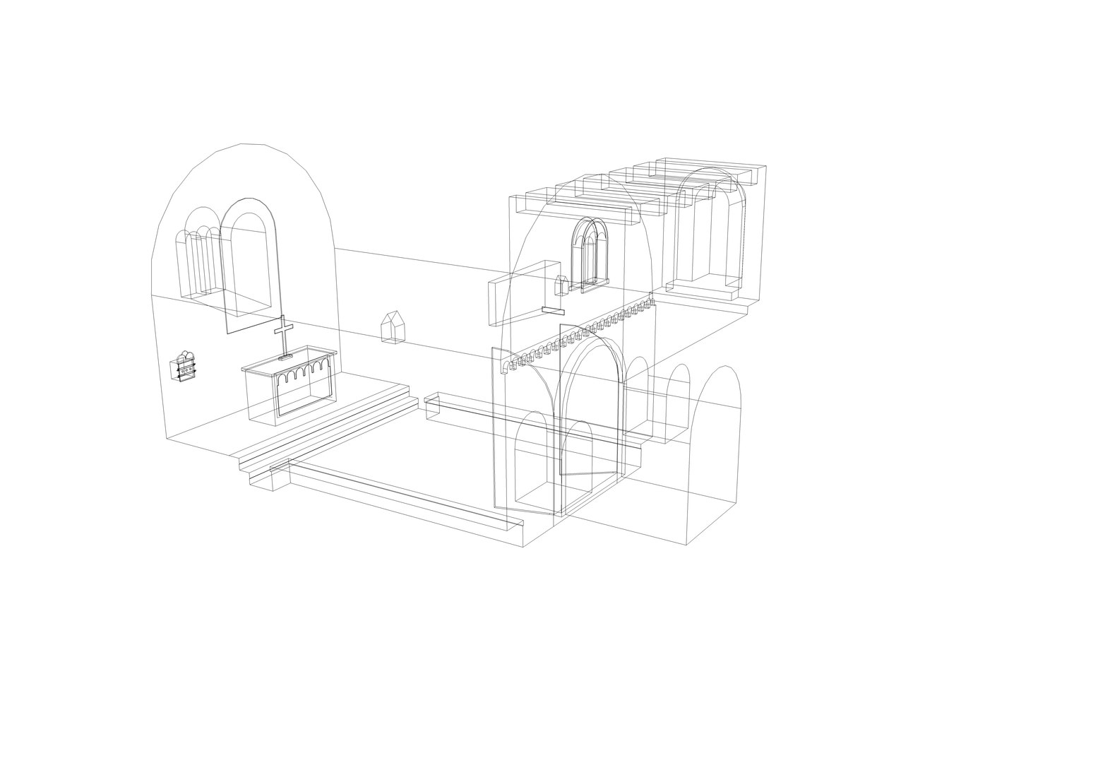 3d Model Gameready Medieval Castle Chapel