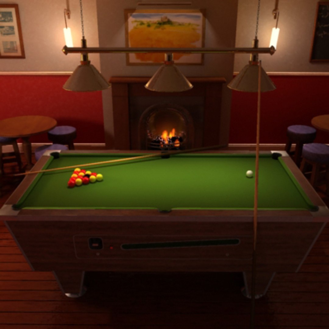 Pool Table Scene 3d Model