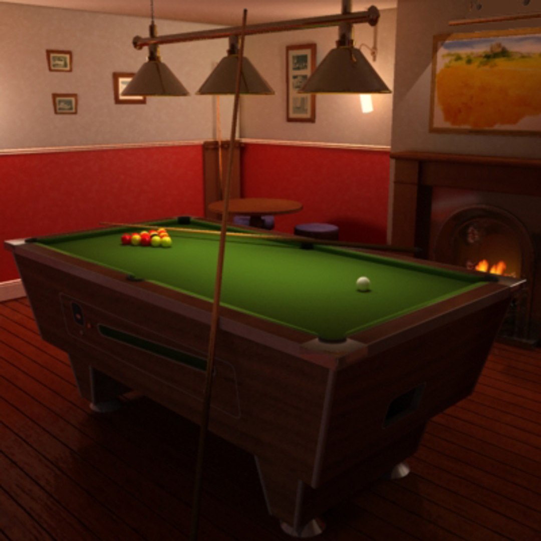Pool Table Scene 3d Model