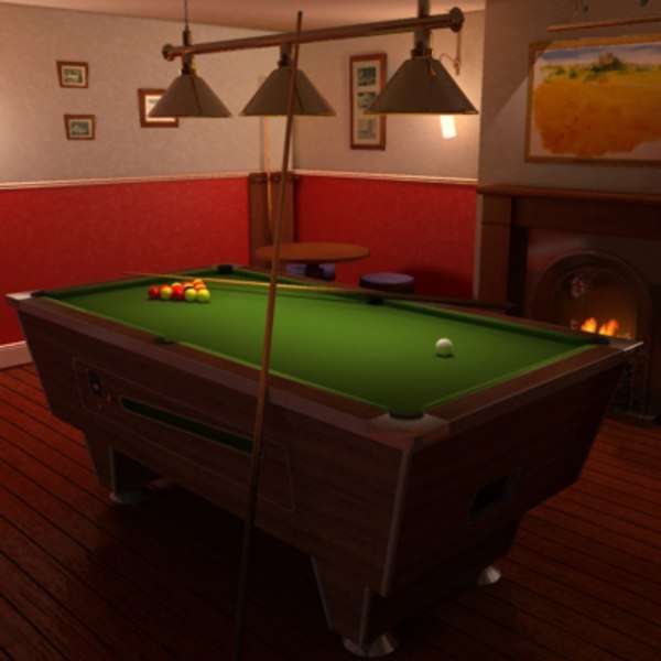 pool table scene 3d model