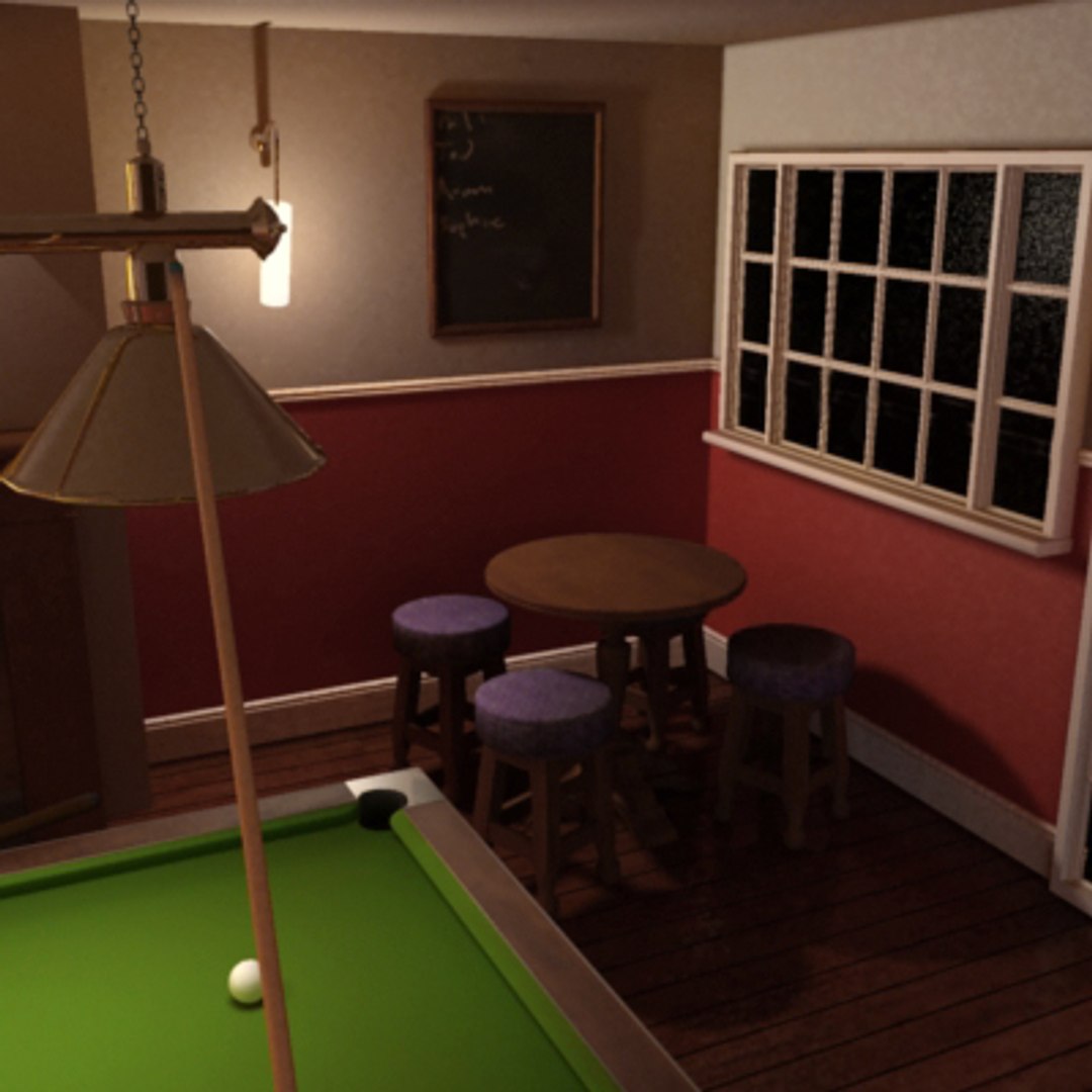 Pool Table Scene 3d Model
