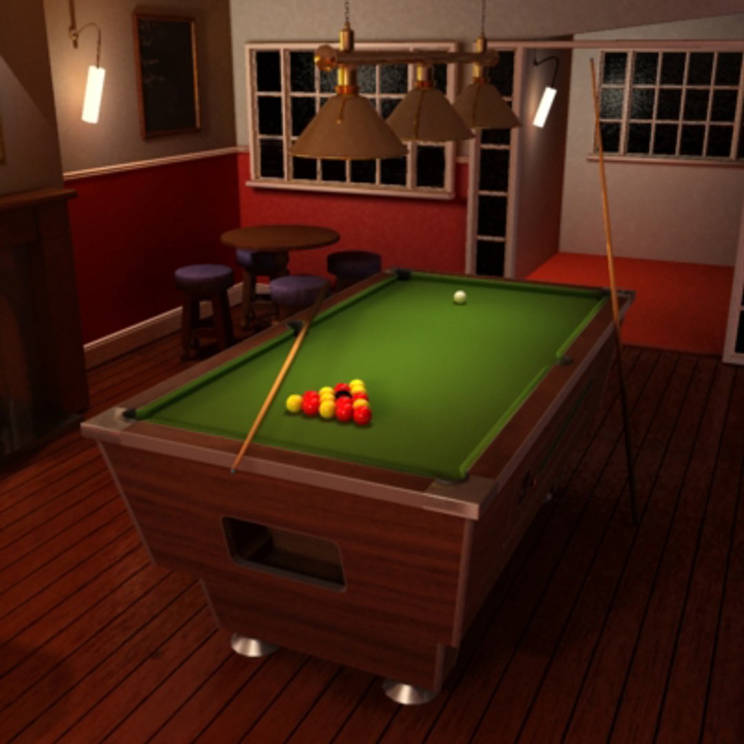 Pool Table Scene 3d Model