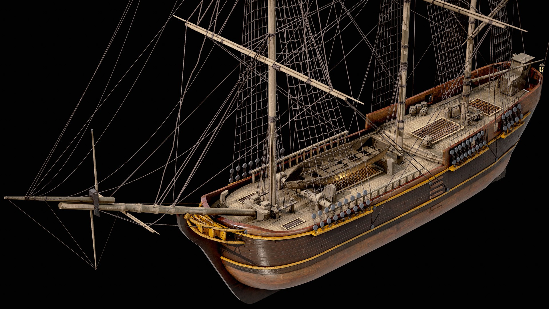 Full-Rigged Merchant Sailing Ship PBR 3D Model - TurboSquid 2065800