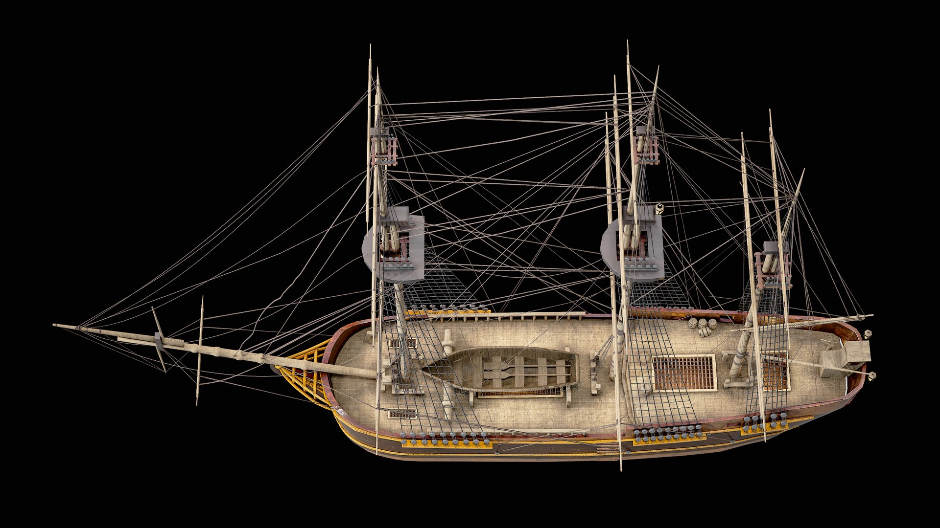Full-Rigged Merchant Sailing Ship PBR 3D Model - TurboSquid 2065800