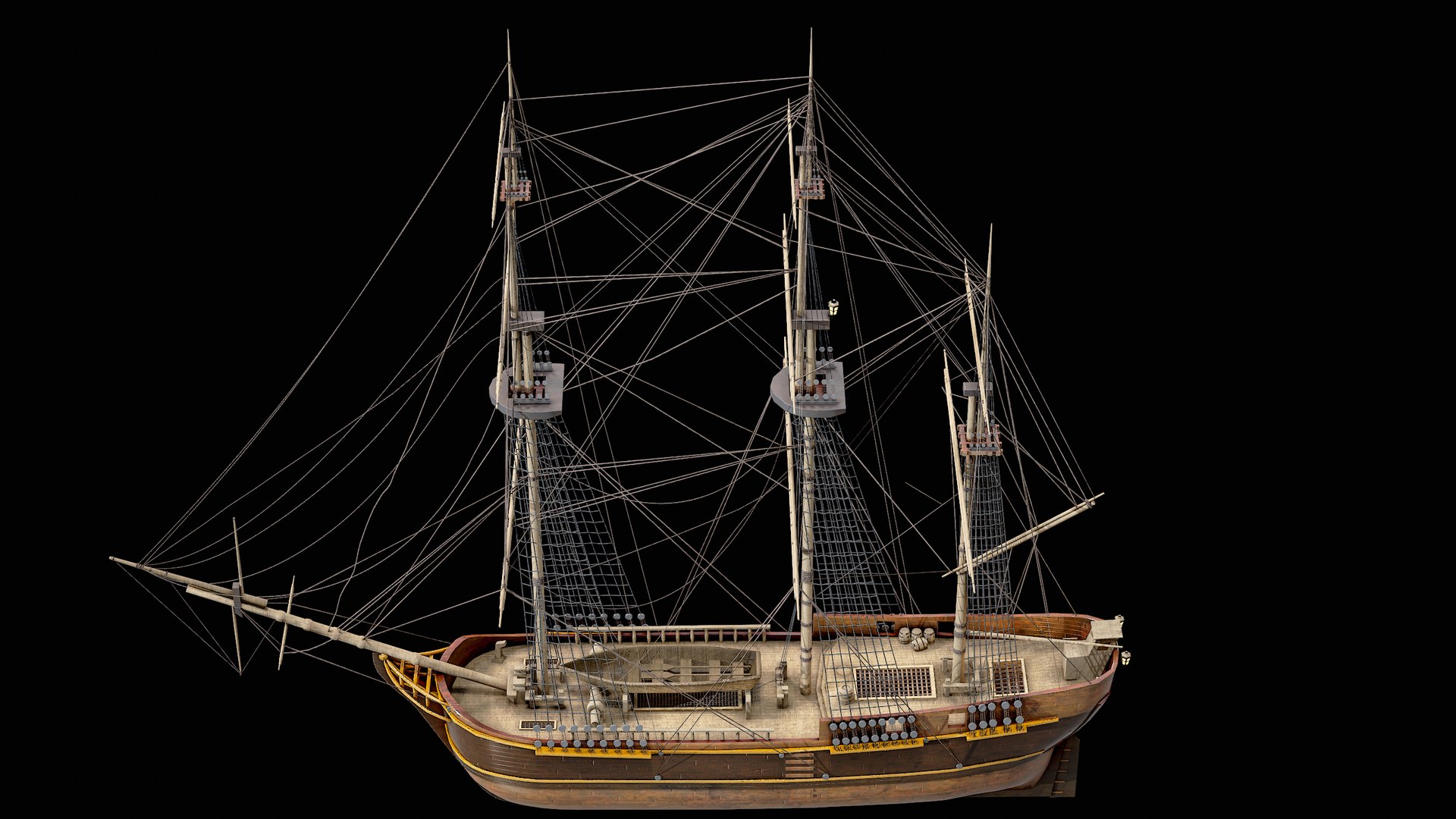 Full-Rigged Merchant Sailing Ship PBR 3D Model - TurboSquid 2065800