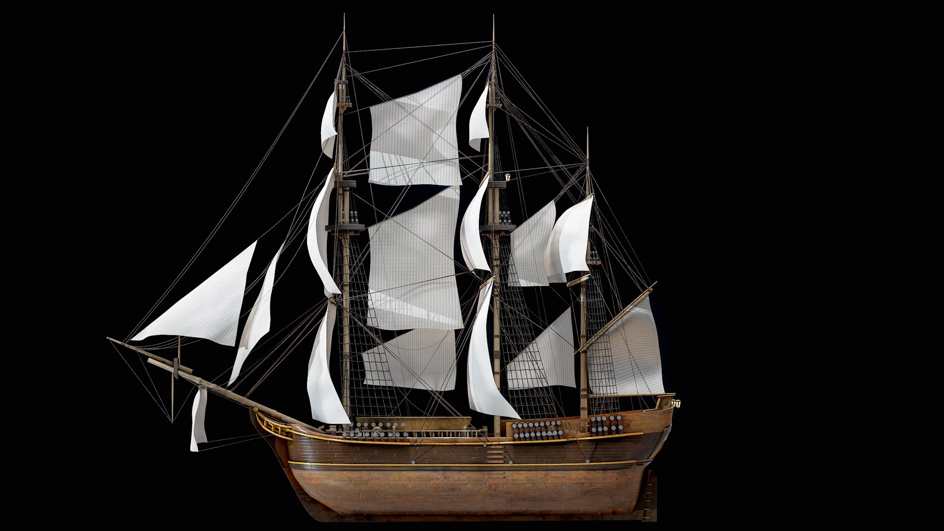Full-Rigged Merchant Sailing Ship PBR 3D Model - TurboSquid 2065800