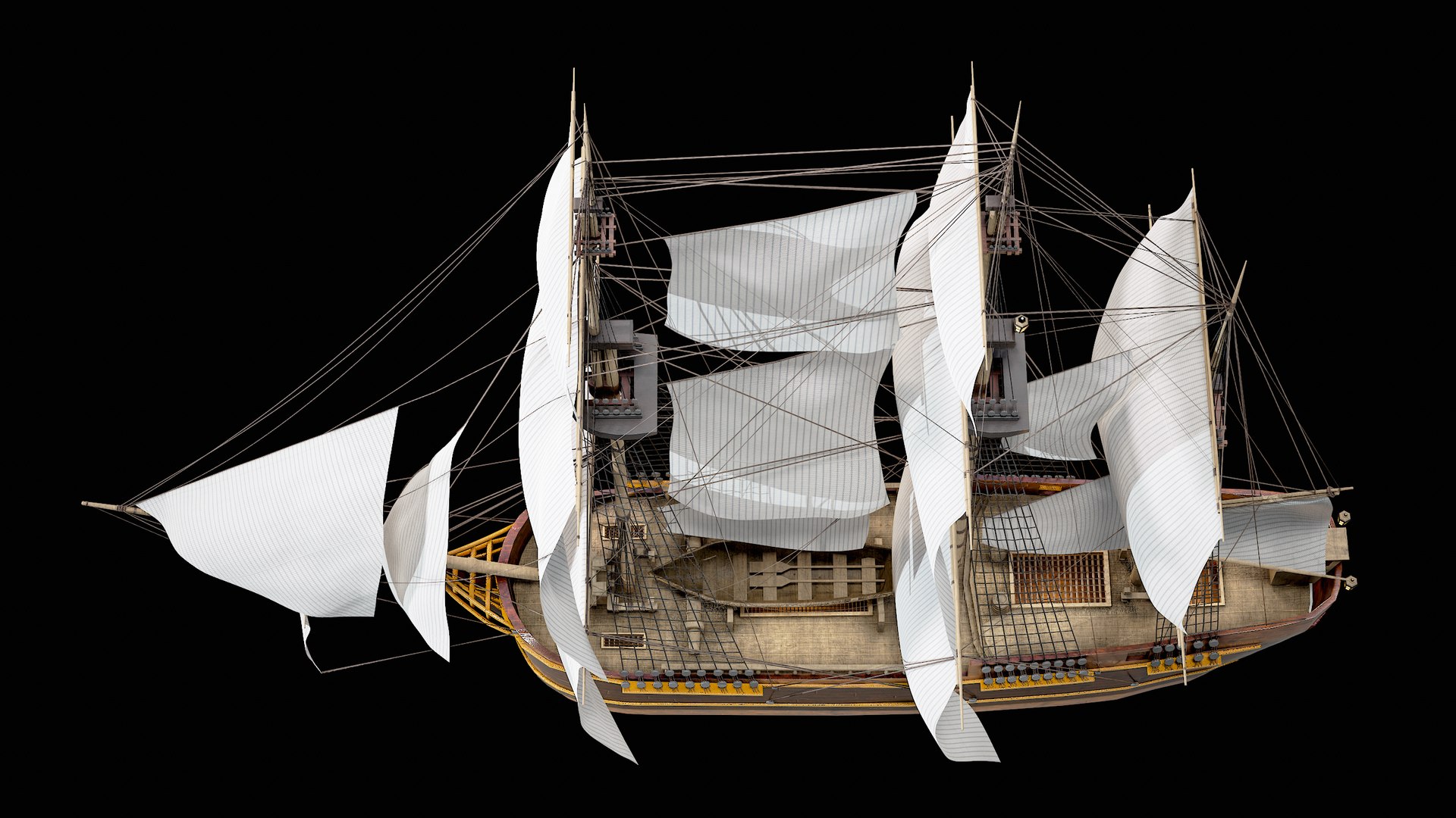 Full-Rigged Merchant Sailing Ship PBR 3D Model - TurboSquid 2065800