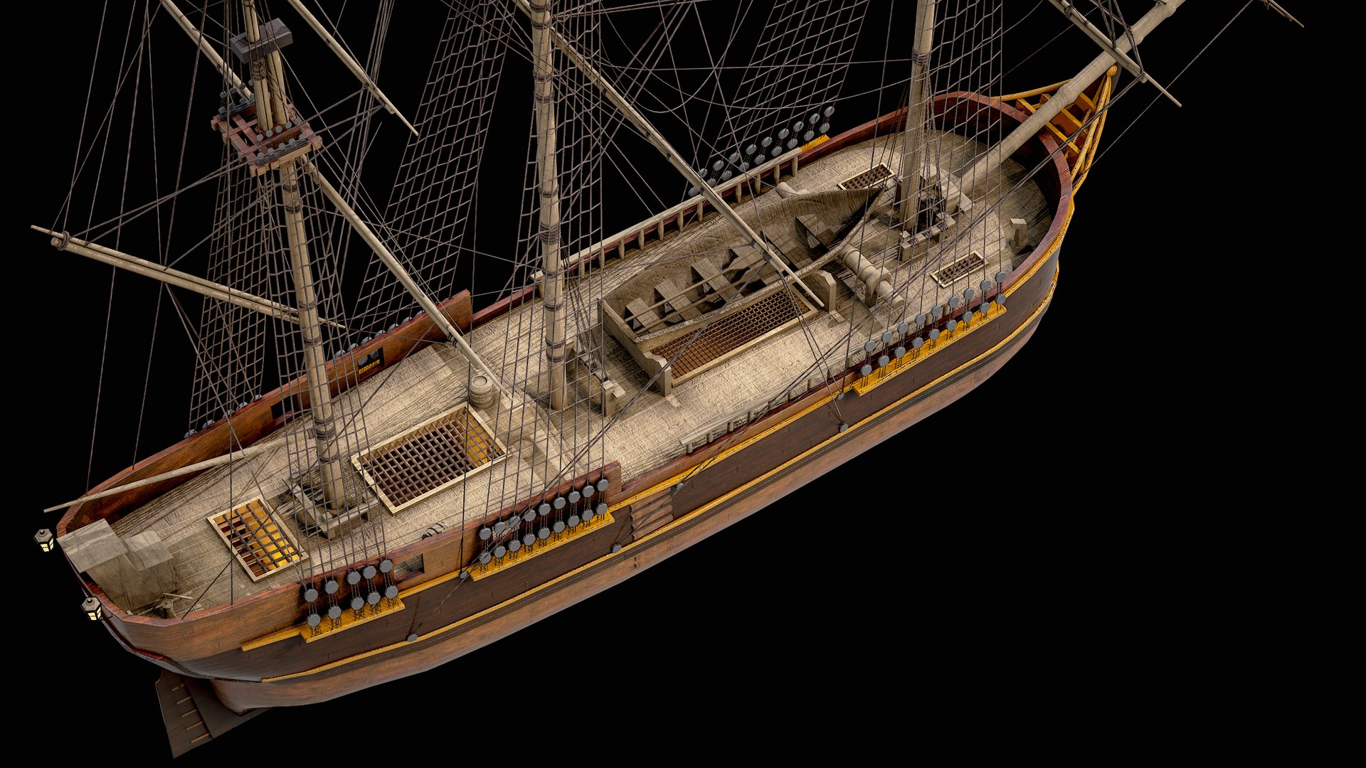 Full-Rigged Merchant Sailing Ship PBR 3D Model - TurboSquid 2065800