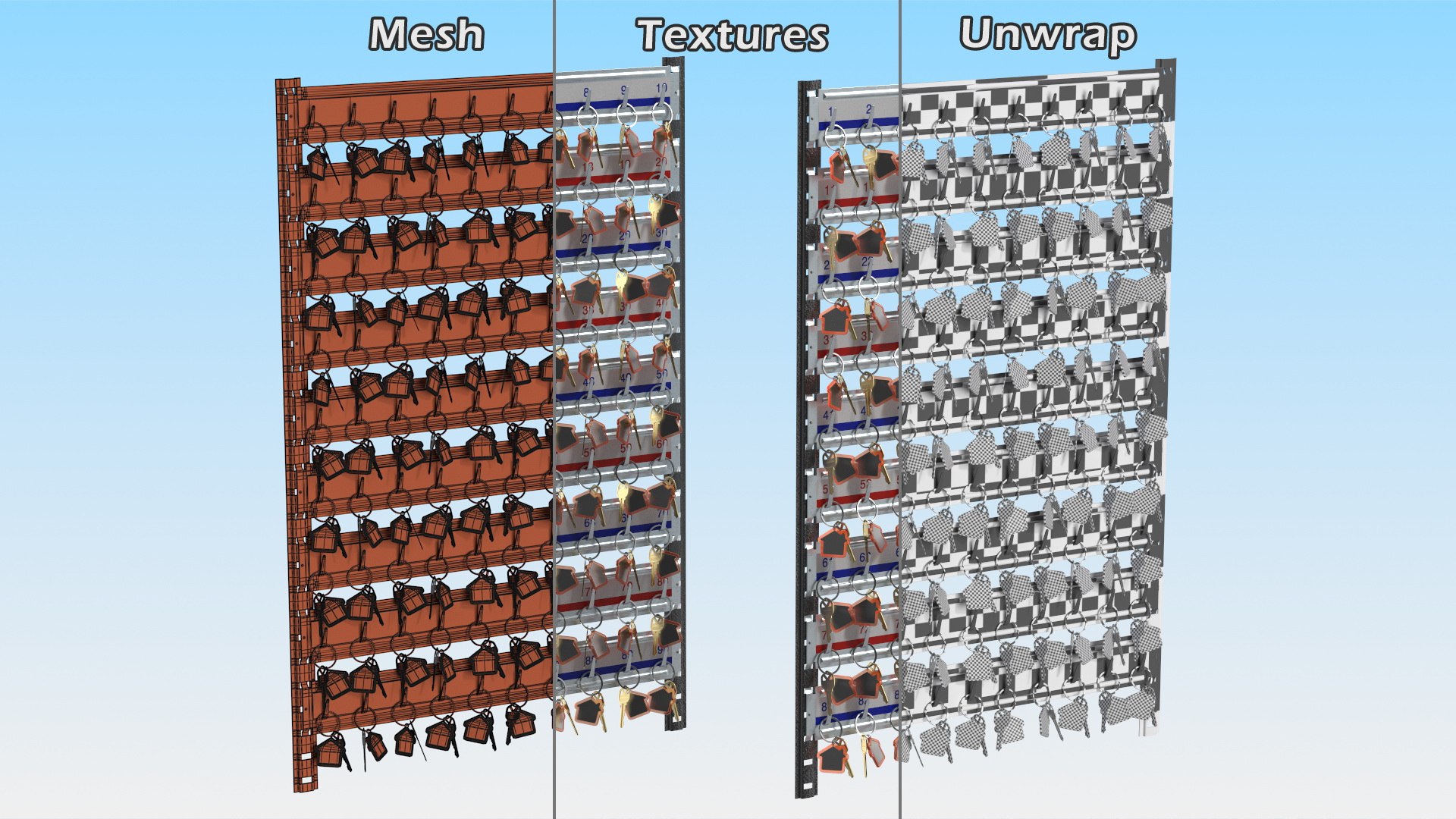 3D Industrial Key Rack With Keys - TurboSquid 1828124