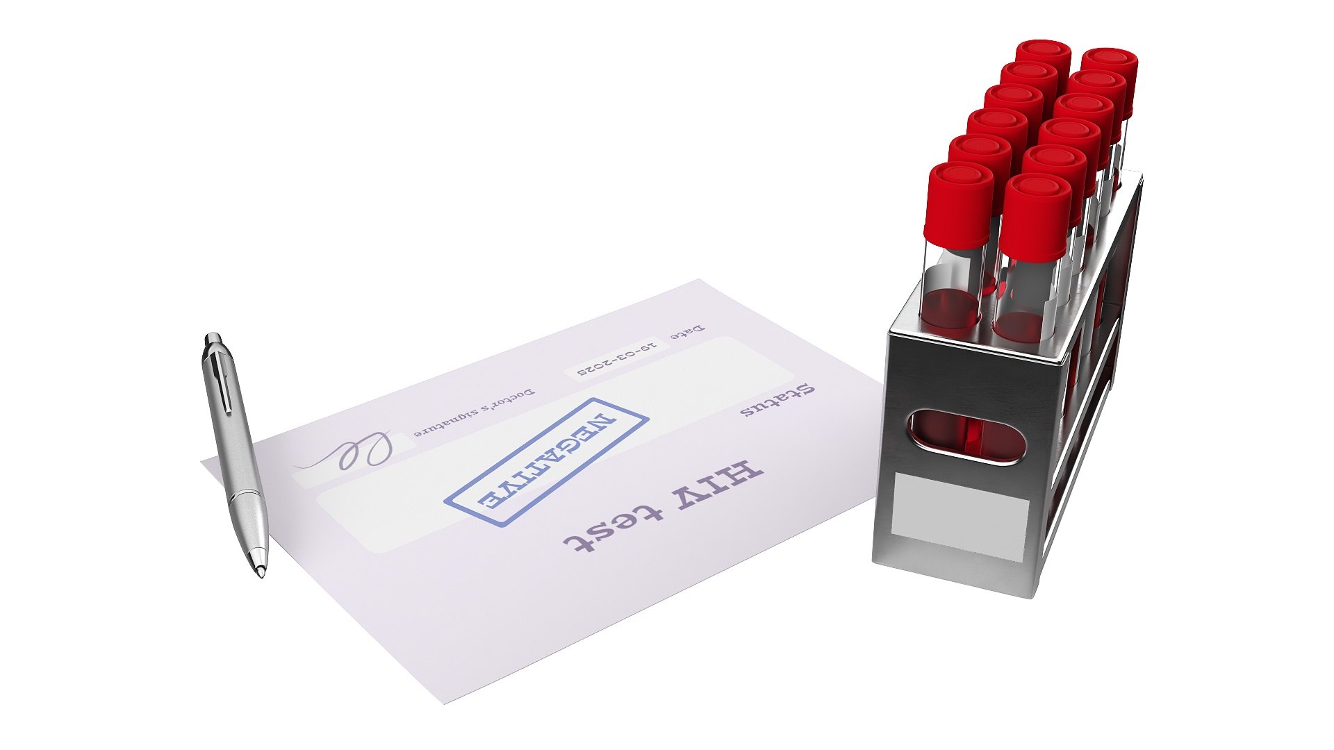 Blood Tube Rack With HIV Test Report Negative 3D Model - TurboSquid 2395947