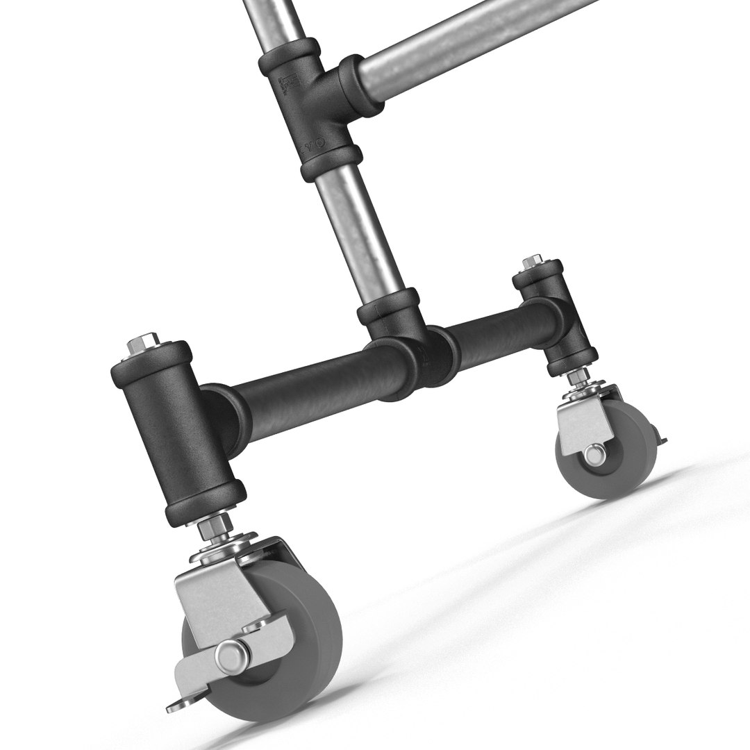 Iron Clothing Rack Wheels 3d Model