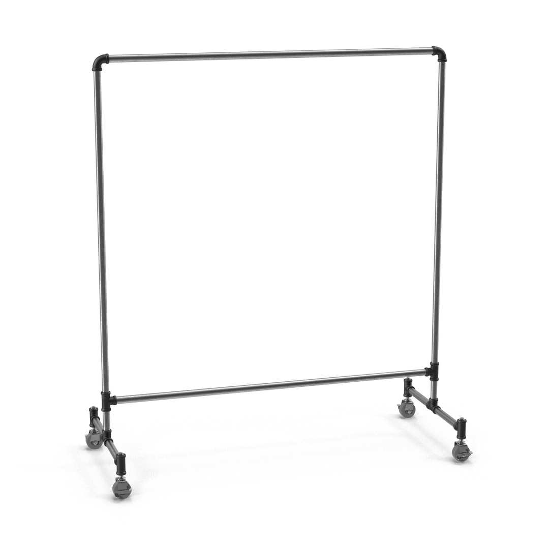 Iron Clothing Rack Wheels 3d Model
