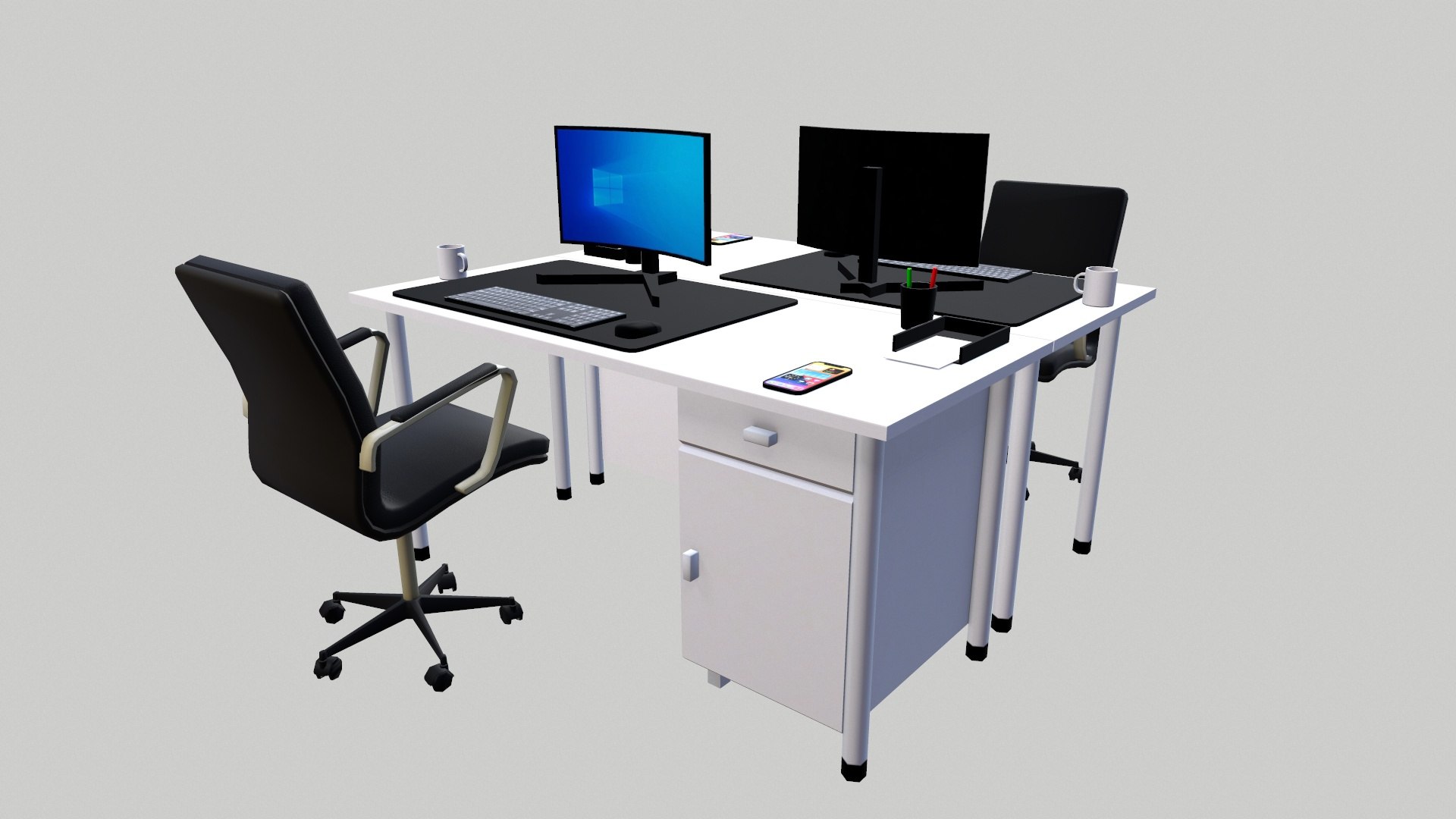 3D Model Office Workstation Table - TurboSquid 2344224