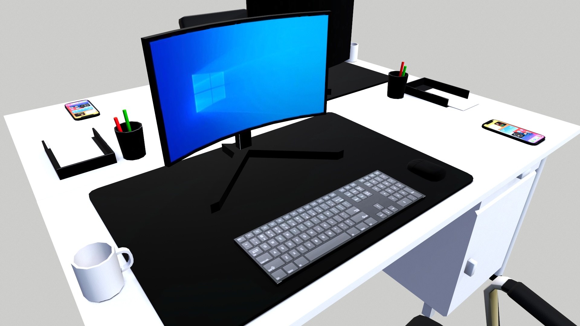 3D Model Office Workstation Table - TurboSquid 2344224
