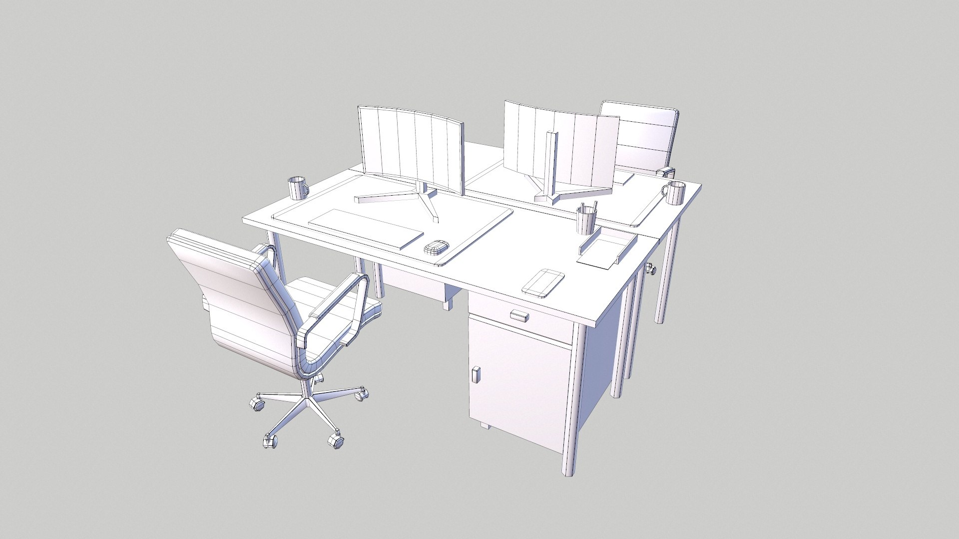 3D Model Office Workstation Table - TurboSquid 2344224