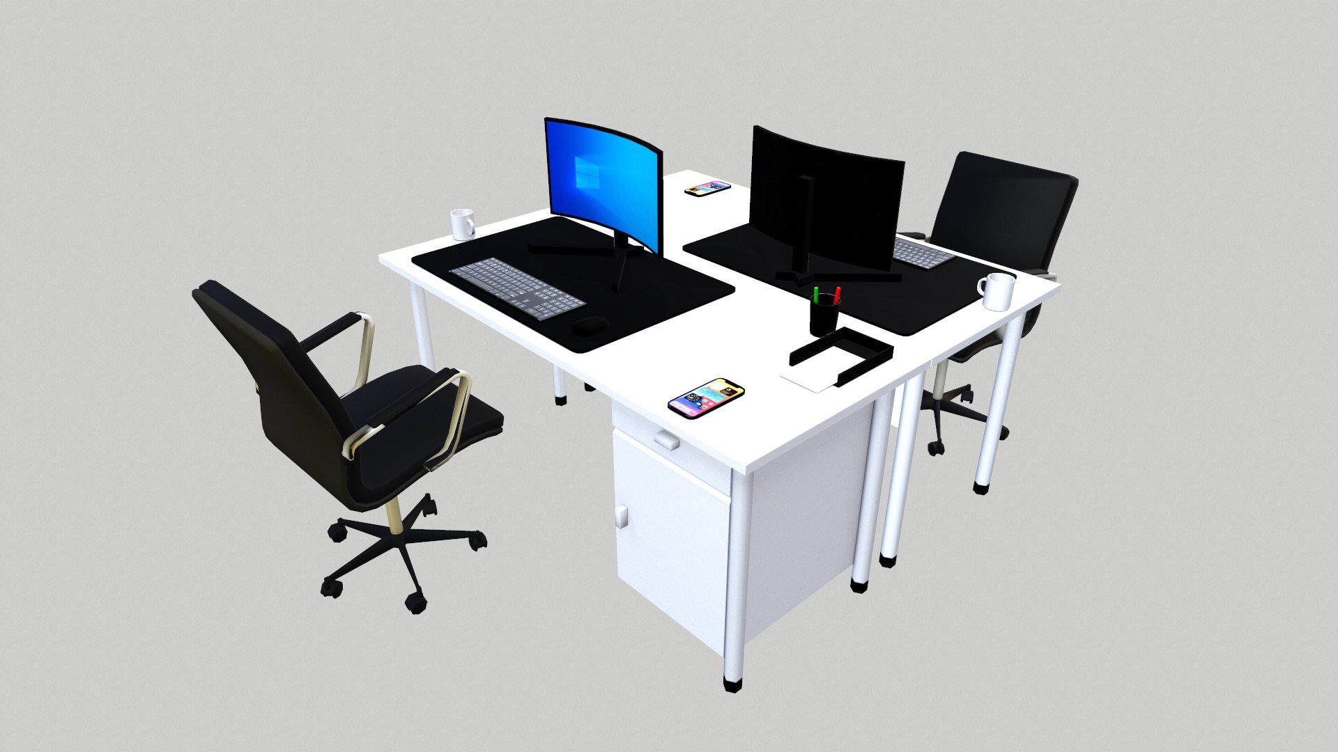 3D Model Office Workstation Table - TurboSquid 2344224