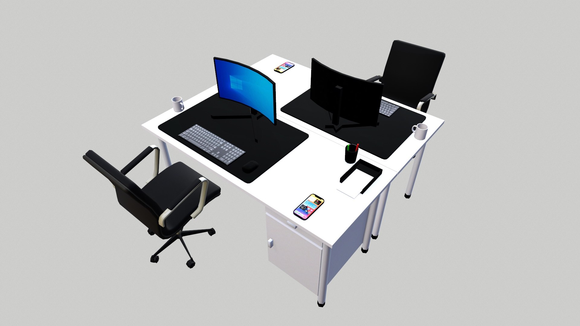 3D Model Office Workstation Table - TurboSquid 2344224