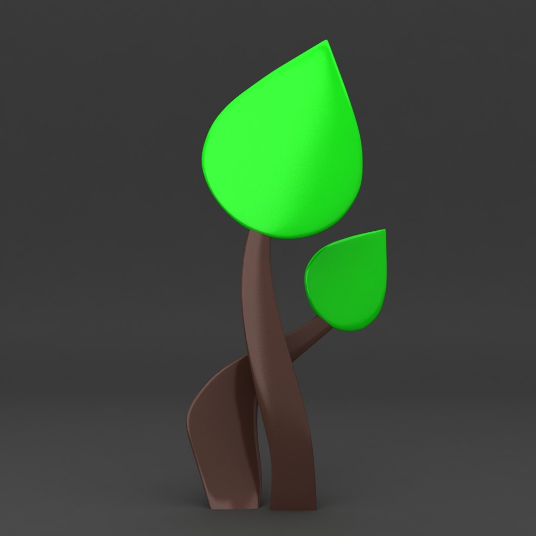 cartoon tree 3d obj