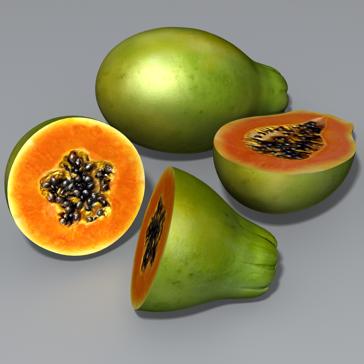 papaya sliced 3d obj