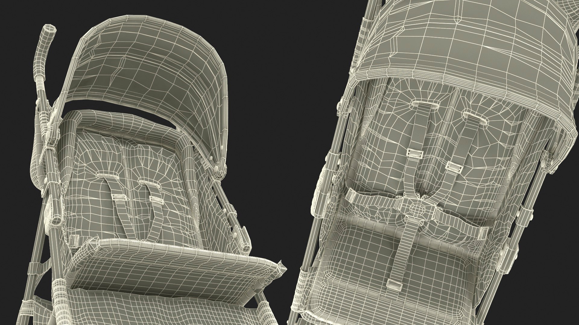 Lightweight Baby Stroller Beige 3D Model - TurboSquid 2146549