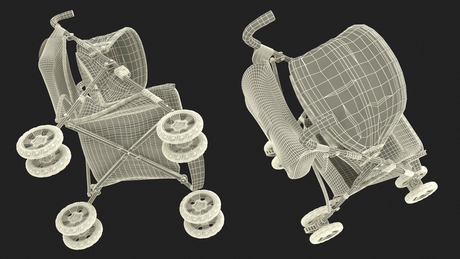 Lightweight Baby Stroller Beige 3D Model - TurboSquid 2146549
