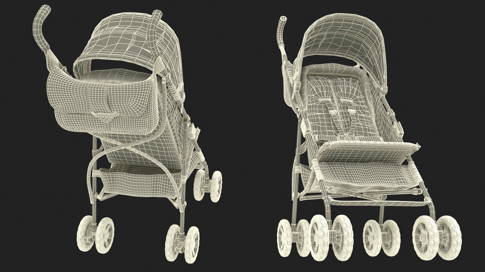 Lightweight Baby Stroller Beige 3D Model - TurboSquid 2146549