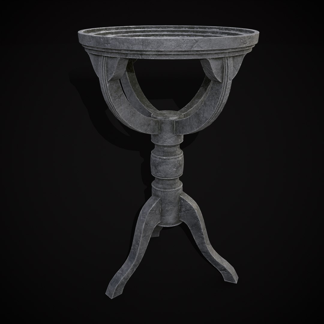 3D Round Stone Pedestal Side Table model - TurboSquid 2052868