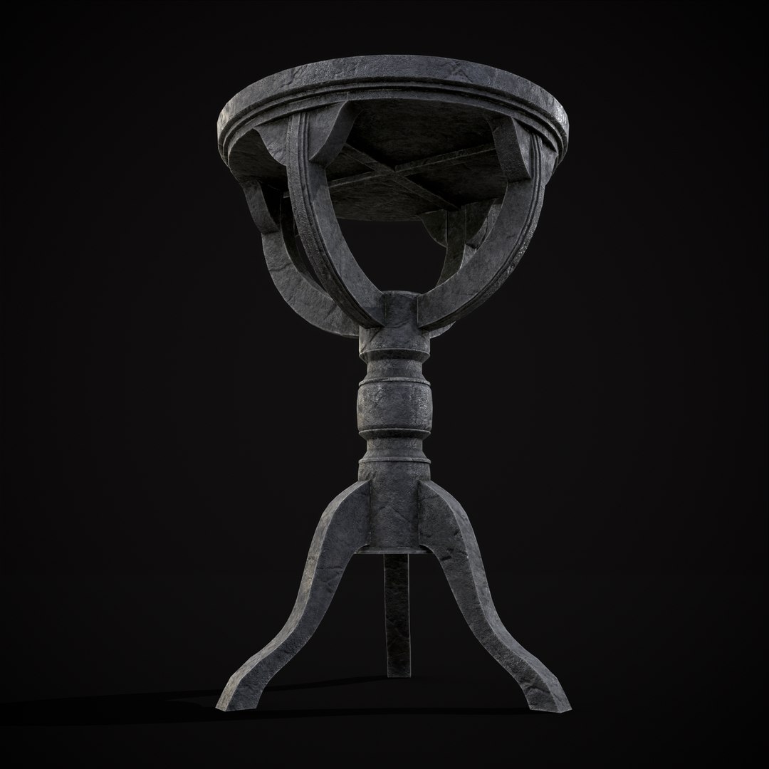 3D Round Stone Pedestal Side Table model - TurboSquid 2052868