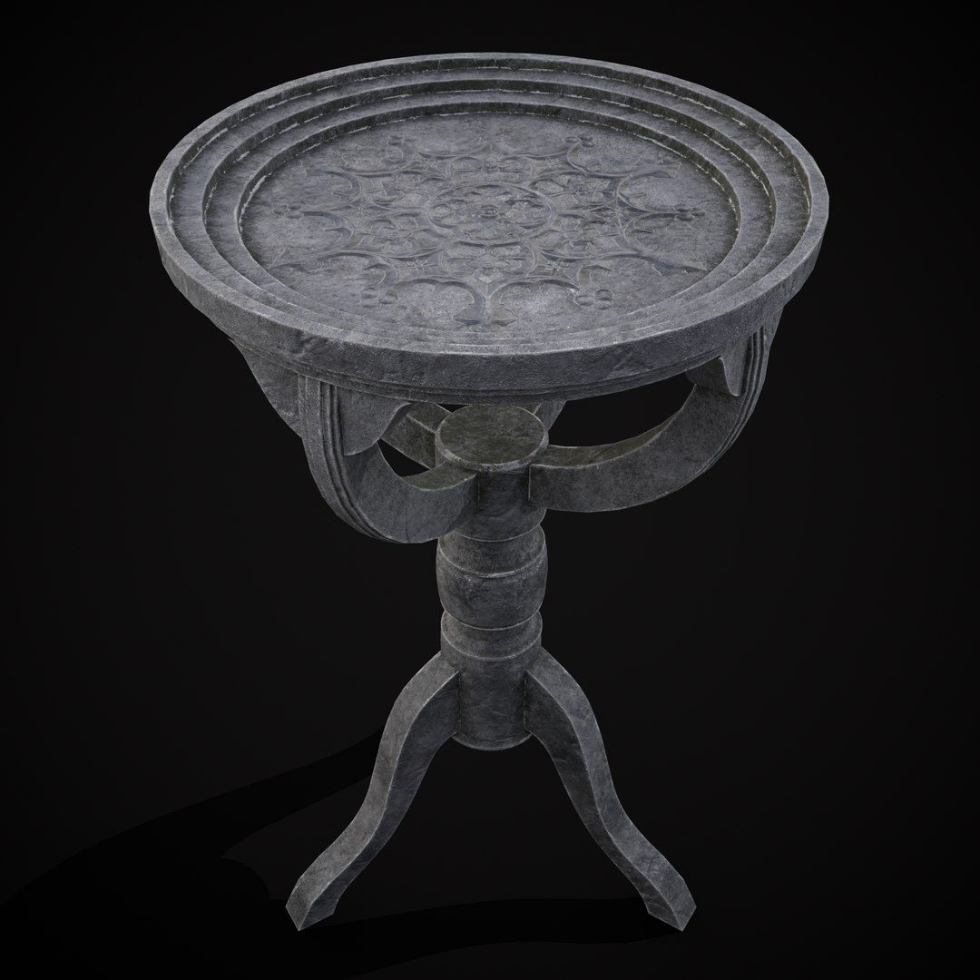 3D Round Stone Pedestal Side Table model - TurboSquid 2052868