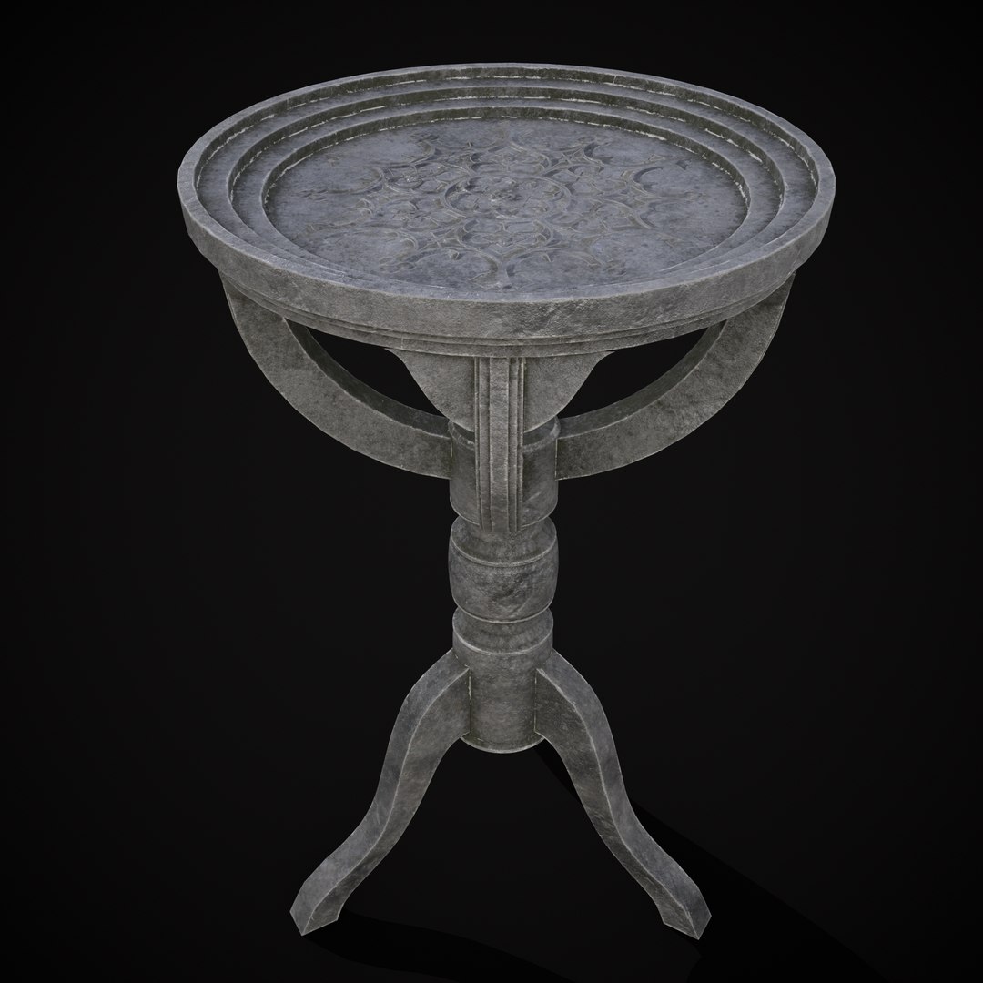 3D Round Stone Pedestal Side Table model - TurboSquid 2052868
