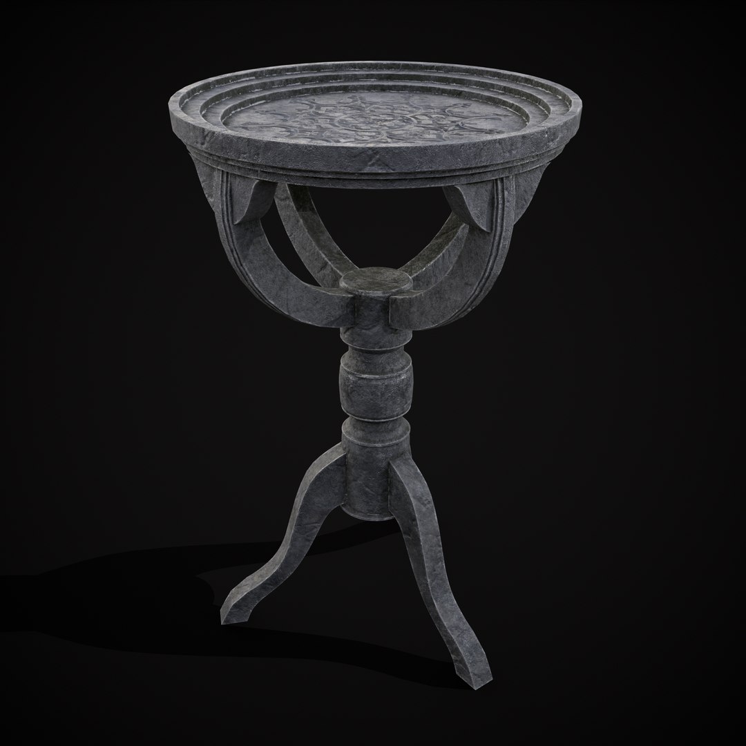 3D Round Stone Pedestal Side Table model - TurboSquid 2052868