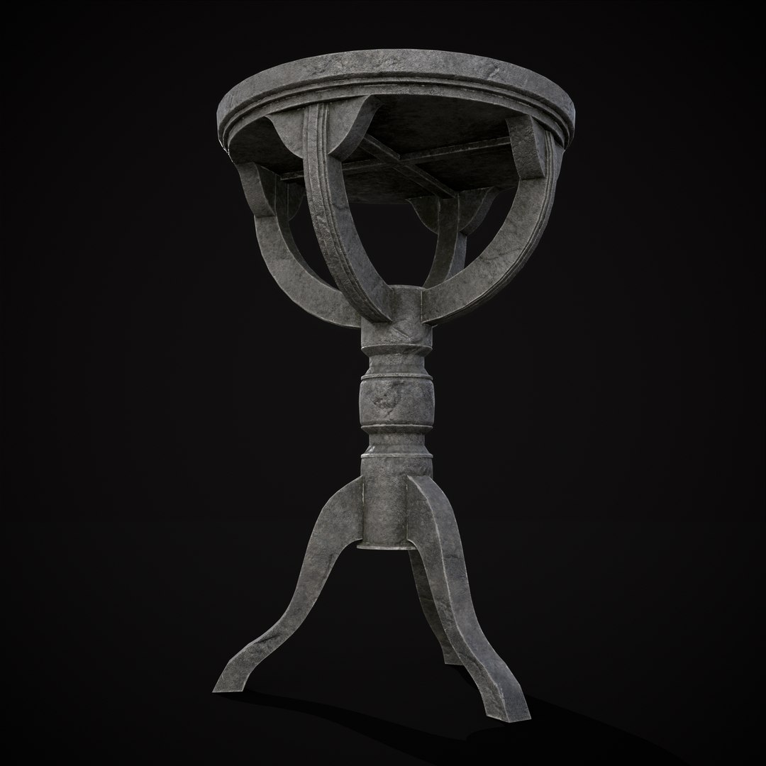 3D Round Stone Pedestal Side Table model - TurboSquid 2052868