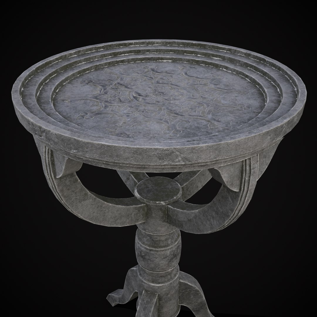 3D Round Stone Pedestal Side Table model - TurboSquid 2052868