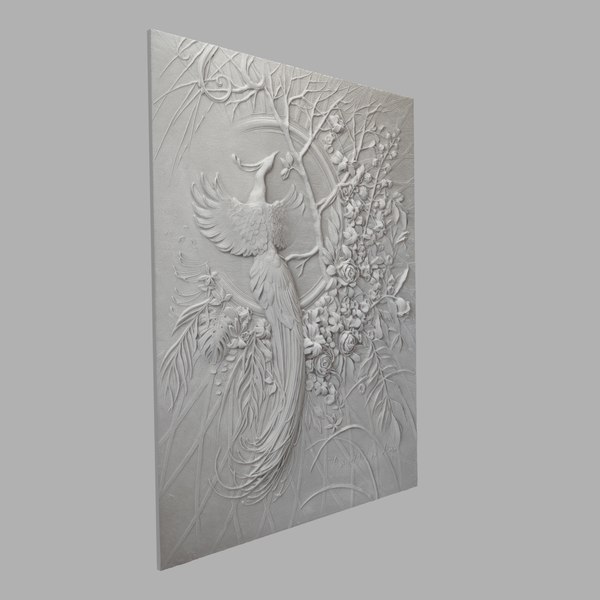 Bas-relief panel with a peacock model - TurboSquid 1741931