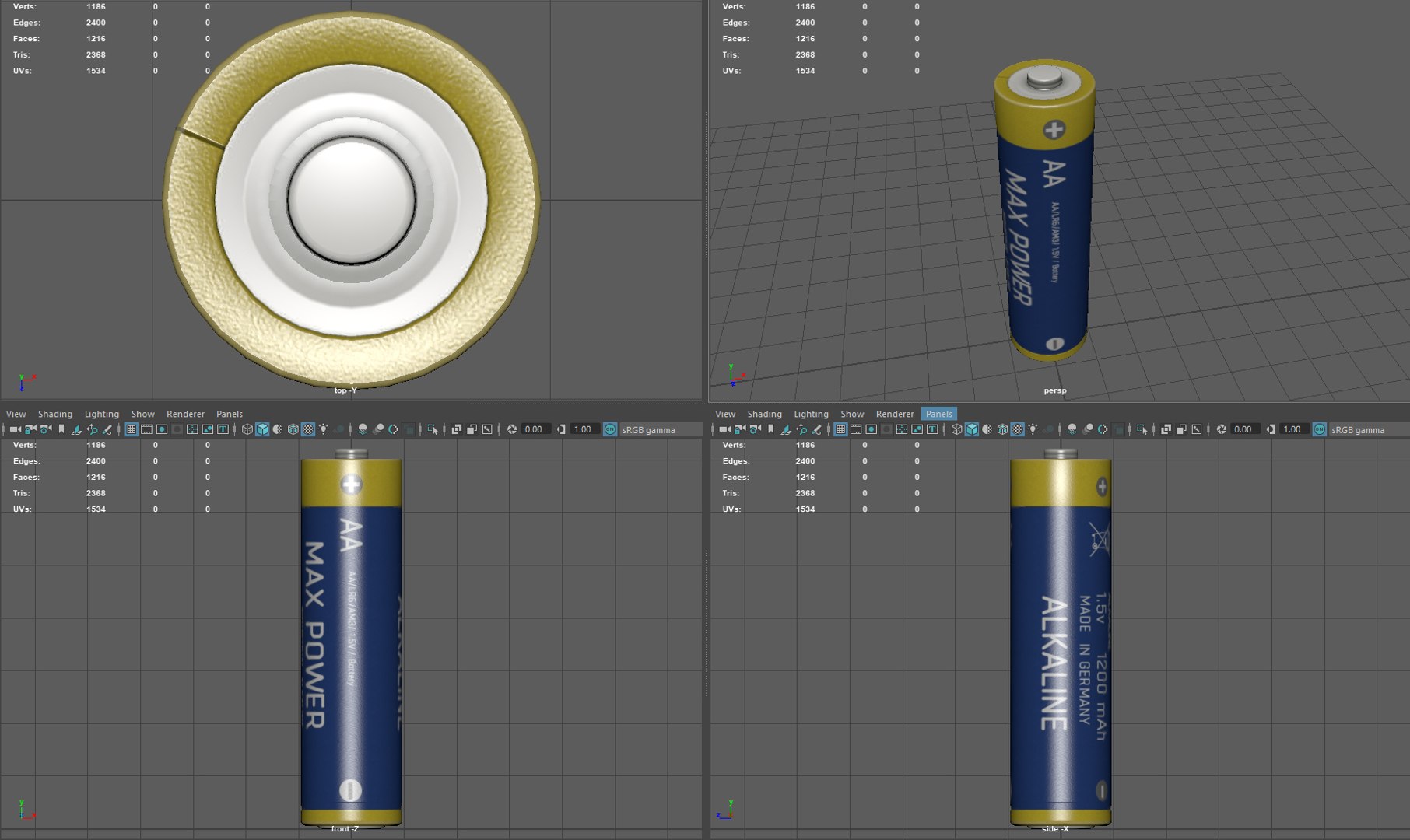 3D Model AA Alkaline Batteries - TurboSquid 2025177