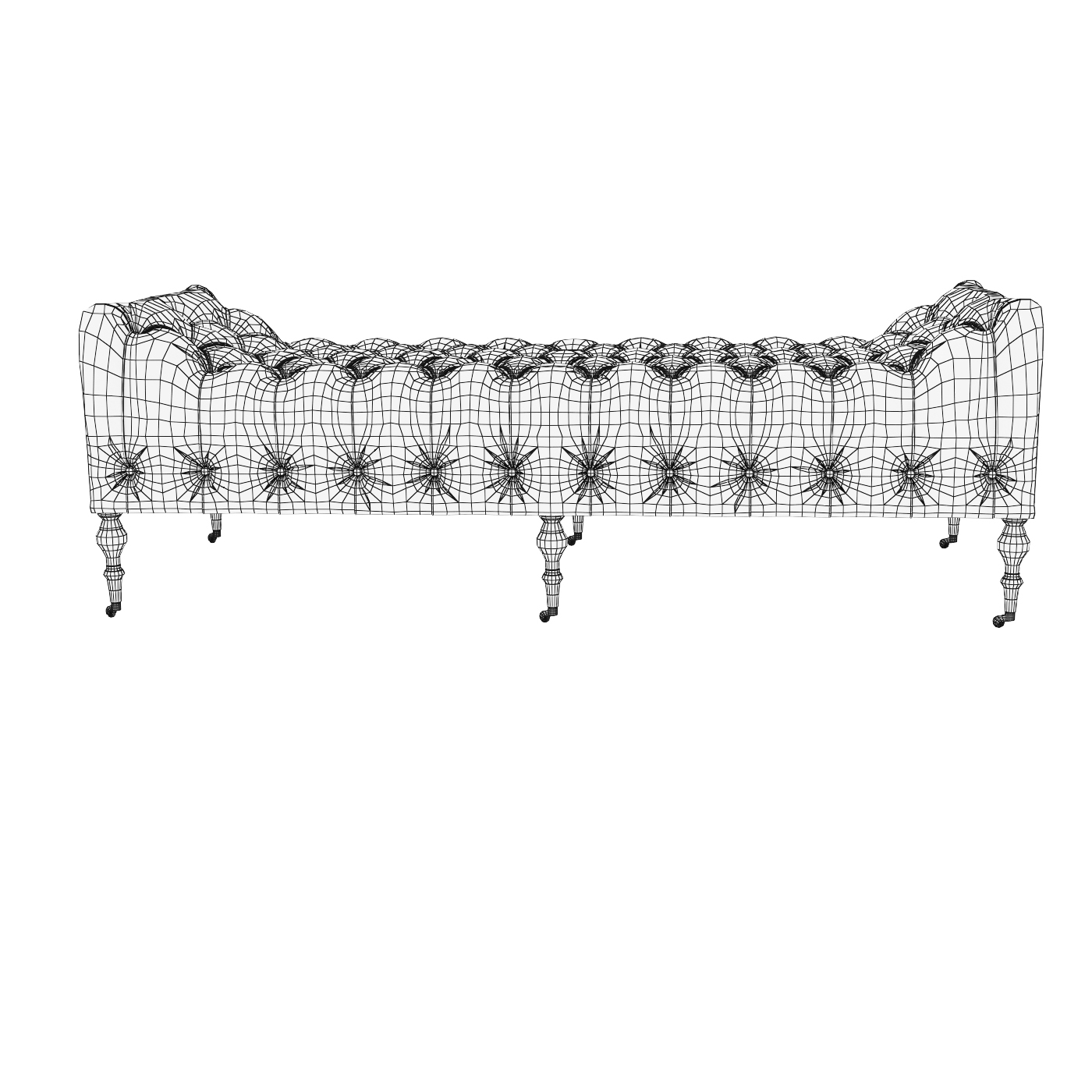 Chesterfield leather bench model - TurboSquid 1580662