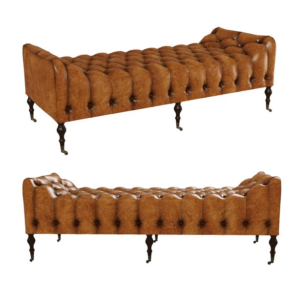 Chesterfield leather bench model - TurboSquid 1580662