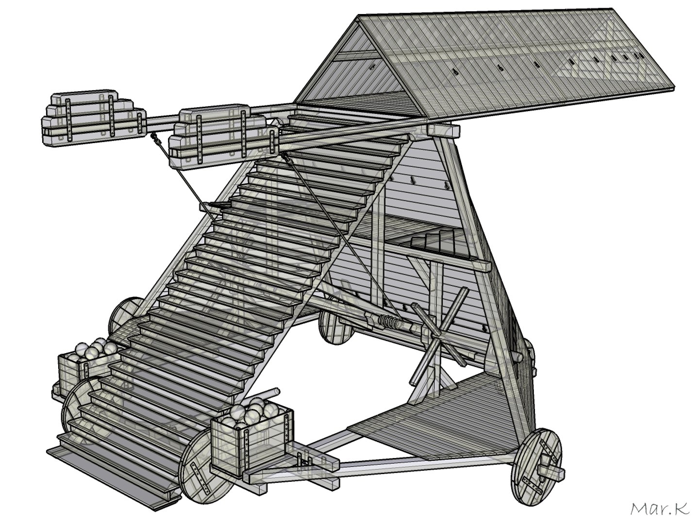 3d Leonardo Da Siege Machine Model