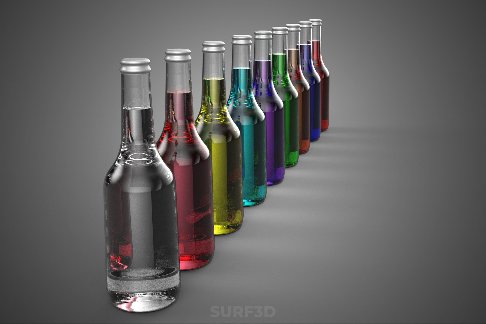 3D COLORFUL SODA POP CARBONATED GLASS BOTTLE SOFT DRINK FIZZY SWEET ...