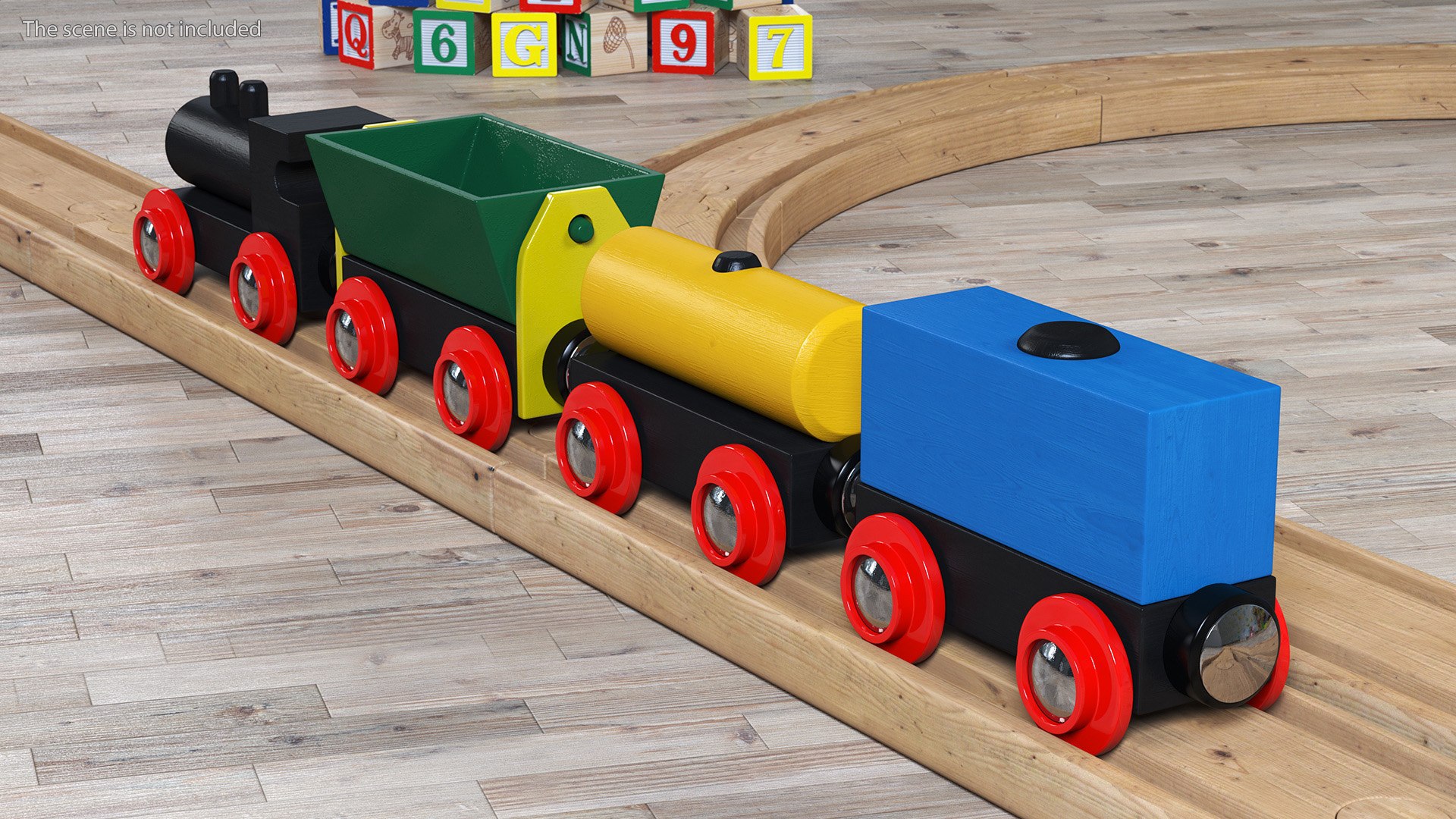 3D Model Wooden Toy Train Set With Tracks - TurboSquid 2221261