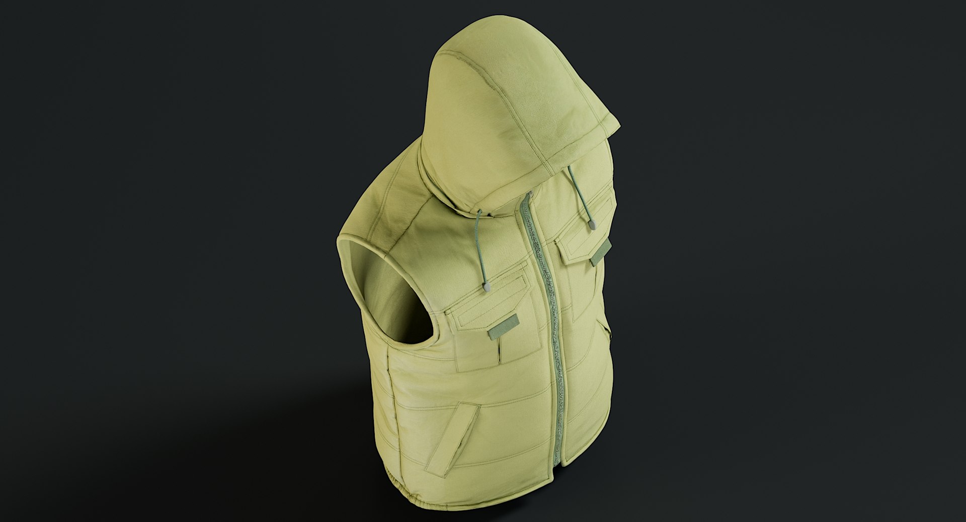 Realistic Vest Green Hood 3D Model - TurboSquid 1460445