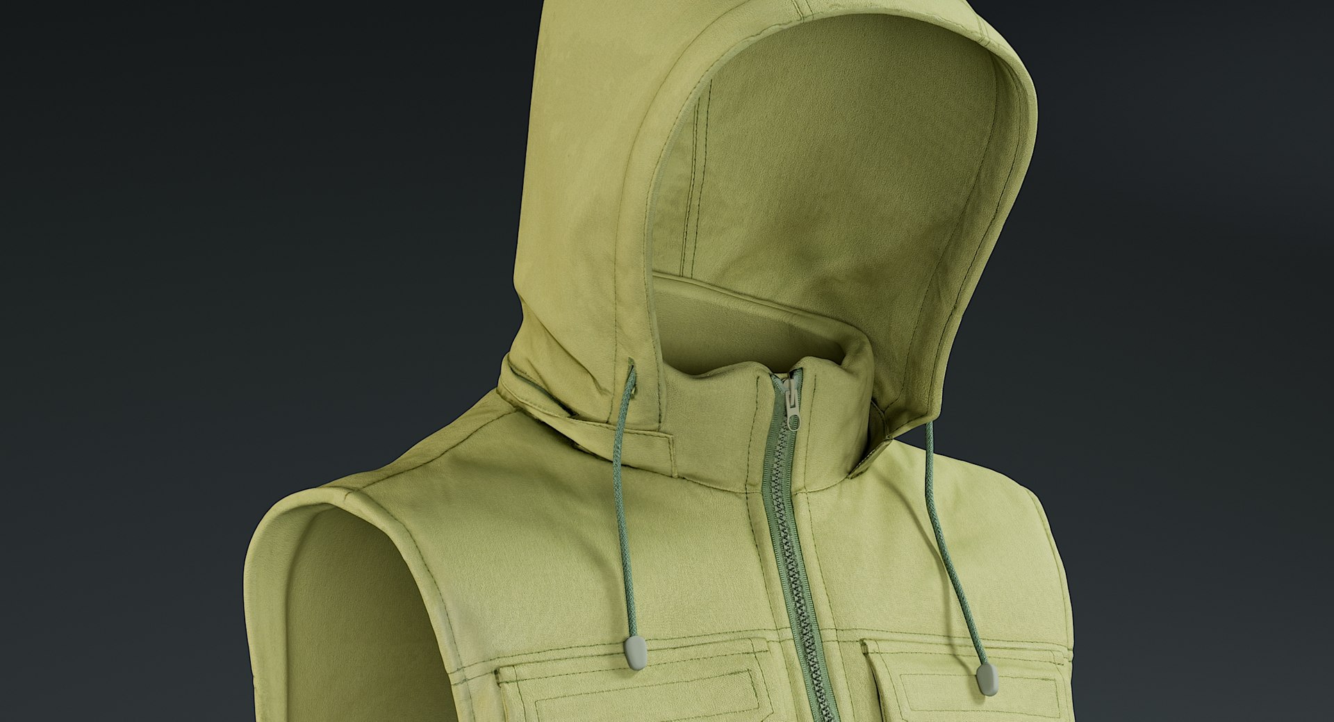 Realistic Vest Green Hood 3D Model - TurboSquid 1460445